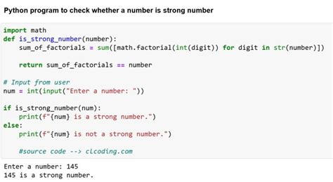 day 16 python program to check whether a number is strong… python