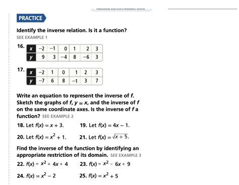 Practice Identify The Inverse Relation Is It A Function See Example 1
