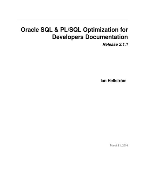 Oracle Optimization Pdf Sql Oracle Database