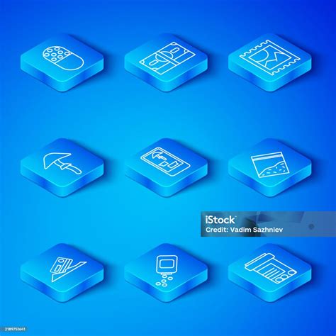 세트 라인 코카인 및 신용 카드 전화로 온라인 약물 구매 약병 알약 비닐 봉지 Lsd 산 마크 실로시빈 버섯 또는 정제 및 아이콘 벡터 3차원 형태에 대한 스톡 벡터 아트