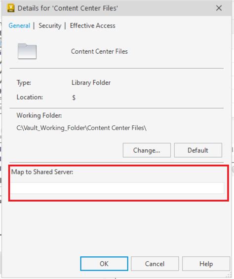 how map to shared server option for library folders in vault works