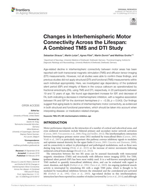Pdf The Influence Of Age On Interhemispheric Connectivity Of Motor