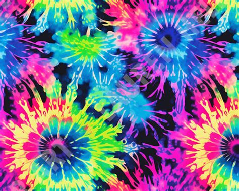 Neon Tie Dye Spirals Seamless Pattern High Resolution Digital