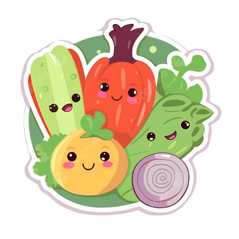 Set Of Cute Vegetables With Funny Smiles Vector Clipart Vegtable Sticker Cartoon Png And