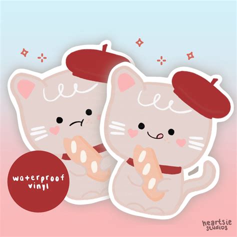 Bread Cat Sticker Cute Cat Sticker Kawaii Cat Stickers Cat Loaf
