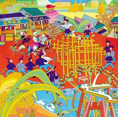 侗族文化绘画 侗族绘画 侗族人物绘画 大山谷图库