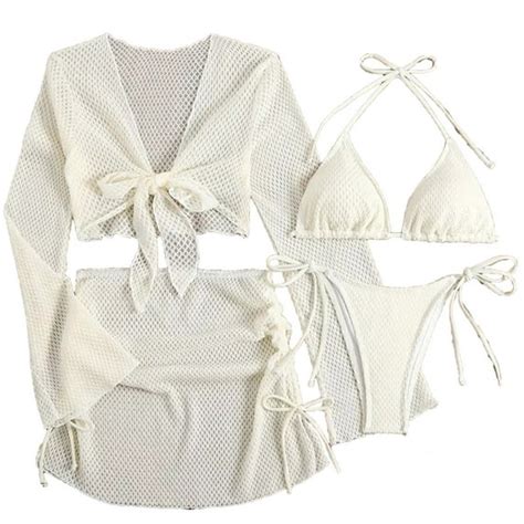 4 Piece Womens Swimsuits Two Piece Micro Bikinis And 2 Piece Swim Cover