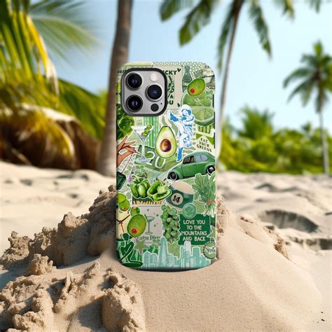 Vintage Green Collage Phone Case For Iphone 12 13 14 15 16 Pro Max Plus