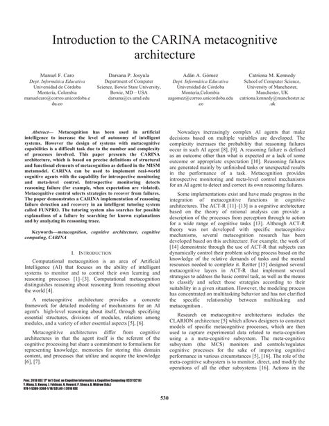 pdf introduction to the carina metacognitive architecture