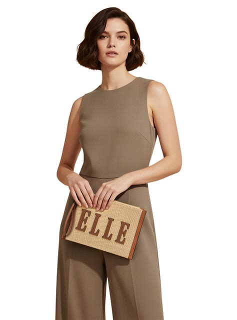Buy Elle Logo Detail Clutch With Zip Closure And Wrist Loop Online