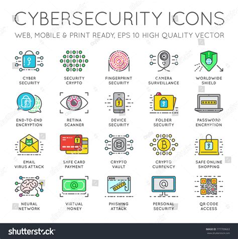 Cyber Security Thin Line Icons Set Stock Illustration 777709663