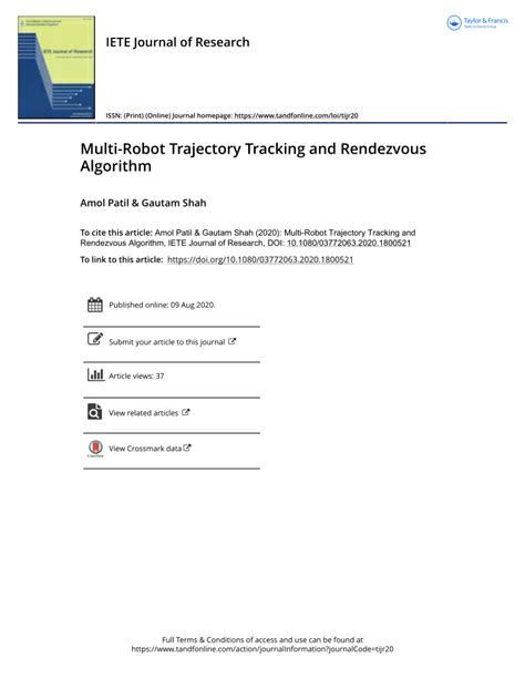 pdf multi robot trajectory tracking and rendezvous algorithm