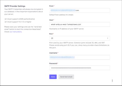 amazon ses configuration for an external smtp provider with auth0 aws
