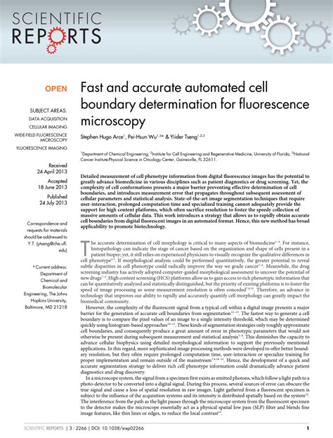 Pdf Fast And Accurate Automated Cell Boundary Determination For Fluorescence Microscopy