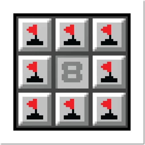 Minesweeper Red Flags Wall And Art Print Art Prints Flag Wall Pixel Art