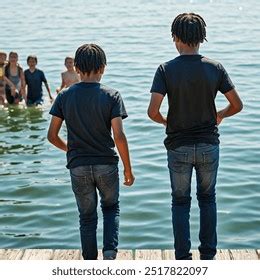 Two Twelve-year-old Black Boys Braids Standing AI-generated image ...
