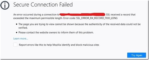 Secure Connection Failed Firefox