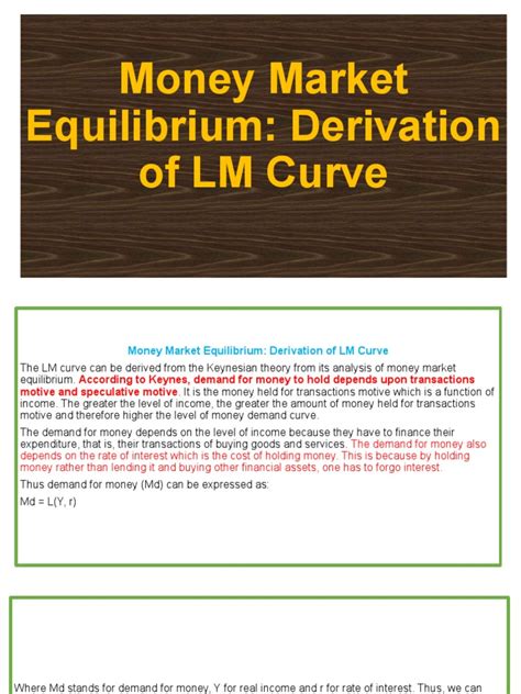 Money Market Equilibrium Derivation Of Lm Curve Download Free Pdf Demand For Money