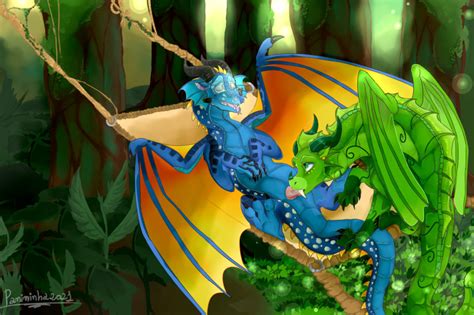 Rule 34 Ahe Gao Blue Body Blue Scales Closed Eyes Dragon Duo Fangs Fellatio Feral Forest Green