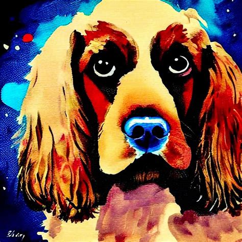 English Cocker Spaniel Dog Splatter Painting Digital Art By Adrien