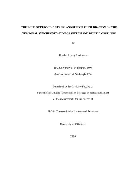 Pdf The Role Of Prosodic Stress And Speech Perturbation On The