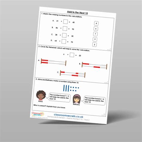 Year 2 Add To The Next 10 Homework Resource Classroom Secrets