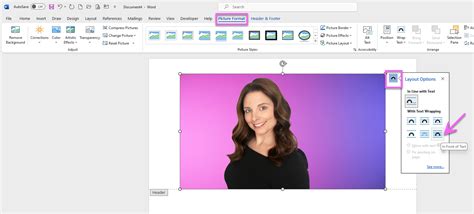 how to insert and crop images in the header and footer of microsoft word