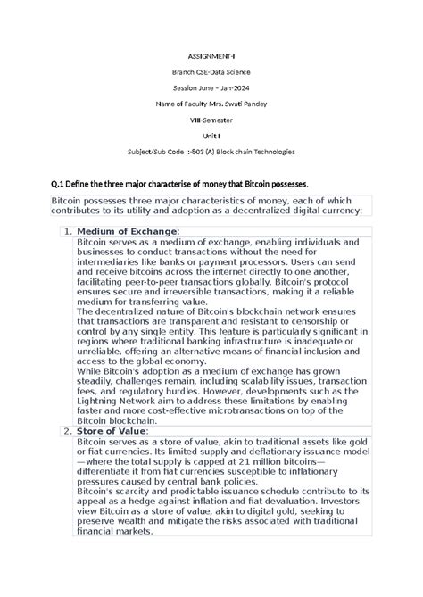 Blockchain Assignment 1 Assignment I Branch Cse Data Science Session