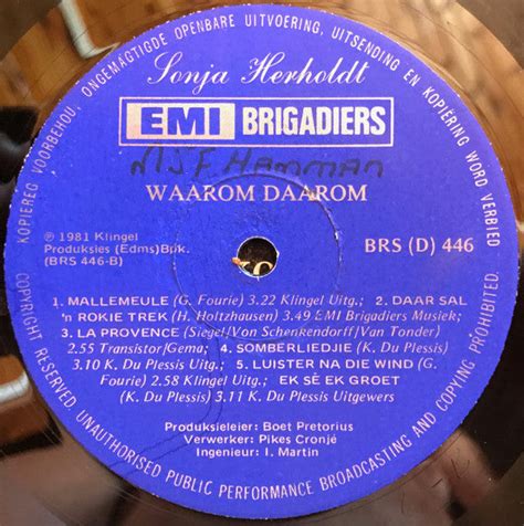 Waarom Daarom By Sonja Herholdt Record Selector