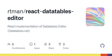 Github Rtmanreact Datatables Editor React Implementation Of