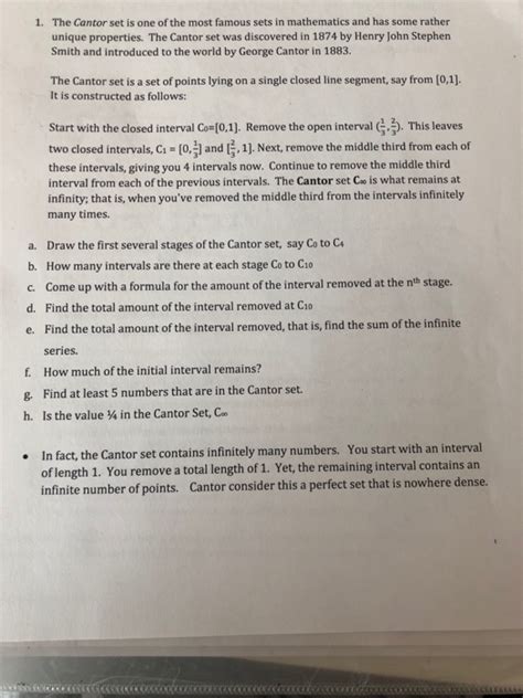 Solved The Cantor Set Is One Of The Most Famous Sets In Chegg Com