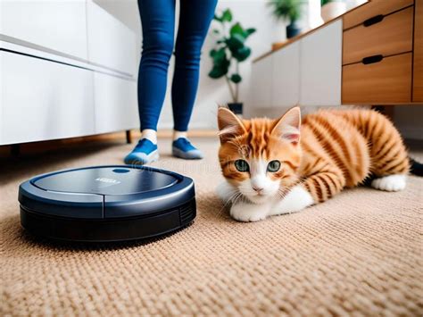 generative ai cleaning the floor in the room with a robot vacuum