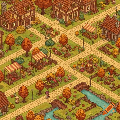 Pixel Art Town Top Down