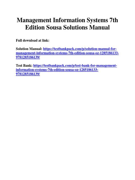 Management Information Systems 7th Edition Sousa Solutions Manual 1 Pdf