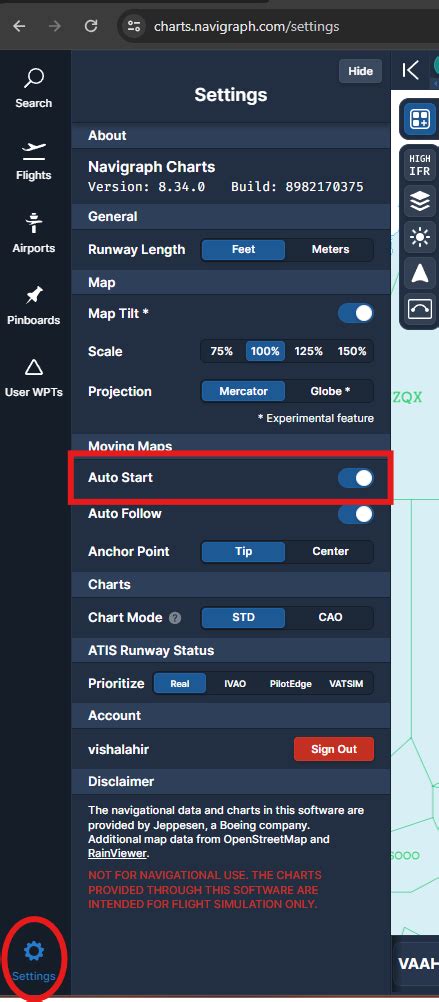 simlink not automatically available in charts simlink moving map