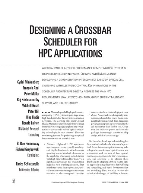 Pdf Designing A Crossbar Scheduler For Hpc Applications