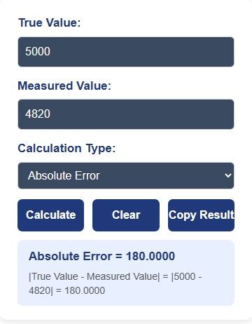 Error Calculator Percentage Absolute Relative