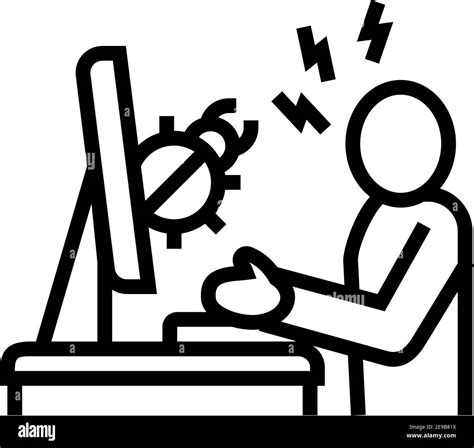 Sysadmin Fixing Debug Line Icon Vector Illustration Stock Vector Image