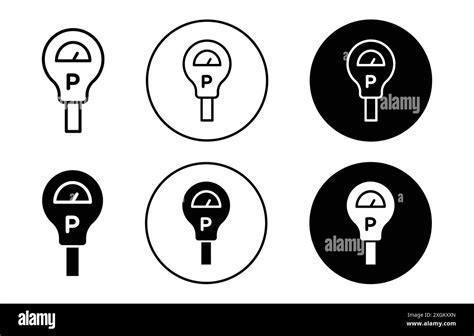 Parking Meter Icon Logo Sign Vector Outline In Black And White Color Stock Vector Image And Art