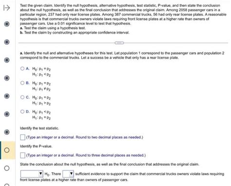 solved test the given claim identify the null hypothesis