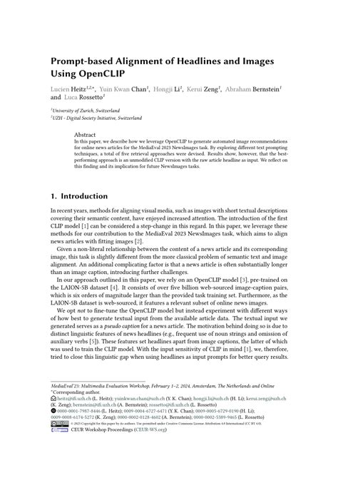 PDF Prompt Based Alignment Of Headlines And Images Using OpenCLIP