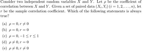 Solved Consider Two Independent Random Variables X And Y