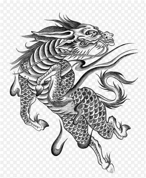 黑白麒麟插画图案png图片素材下载 图片编号yxjajpag 免抠素材网