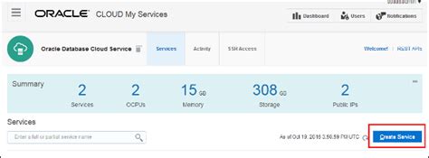 Oracle Database Cloud Service Quick Start