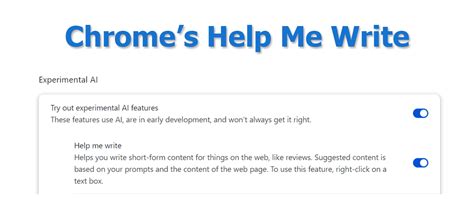 Chromes New Help Me Write Experimental Ai Feature Bang Web Site Design