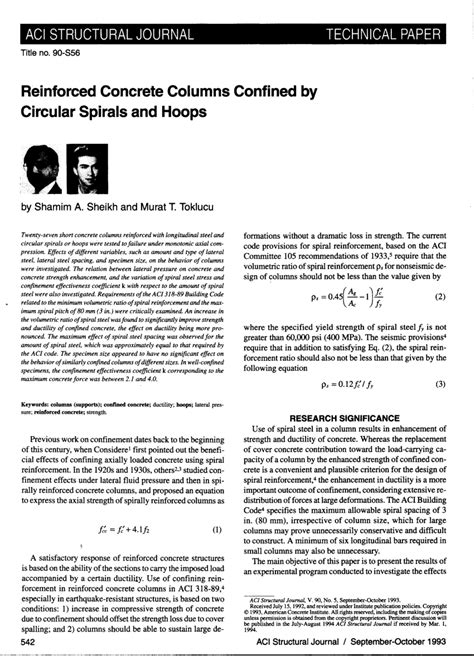 Pdf Reinforced Concrete Columns Confined By Circular Spirals And Hoops