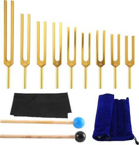 Spacesea Tuning Forks For Healing Set 9 Chakra Frequencies 174hz To 963hz Aluminum Alloy