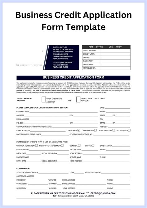 Sample Printable Business Credit Appliction Form Forms Template 2025