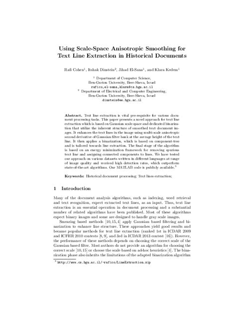 Pdf Using Scale Space Anisotropic Smoothing For Text Line Extraction In Historical Documents