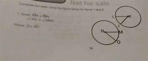 Solved Not For Sale Complete The Table Using The Figure Below For